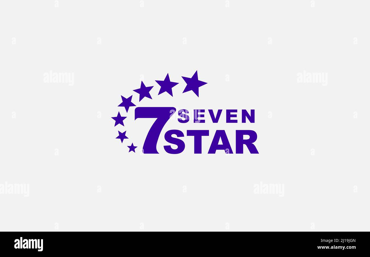 seven star with number logo design concept, usable for anniversary logo ...