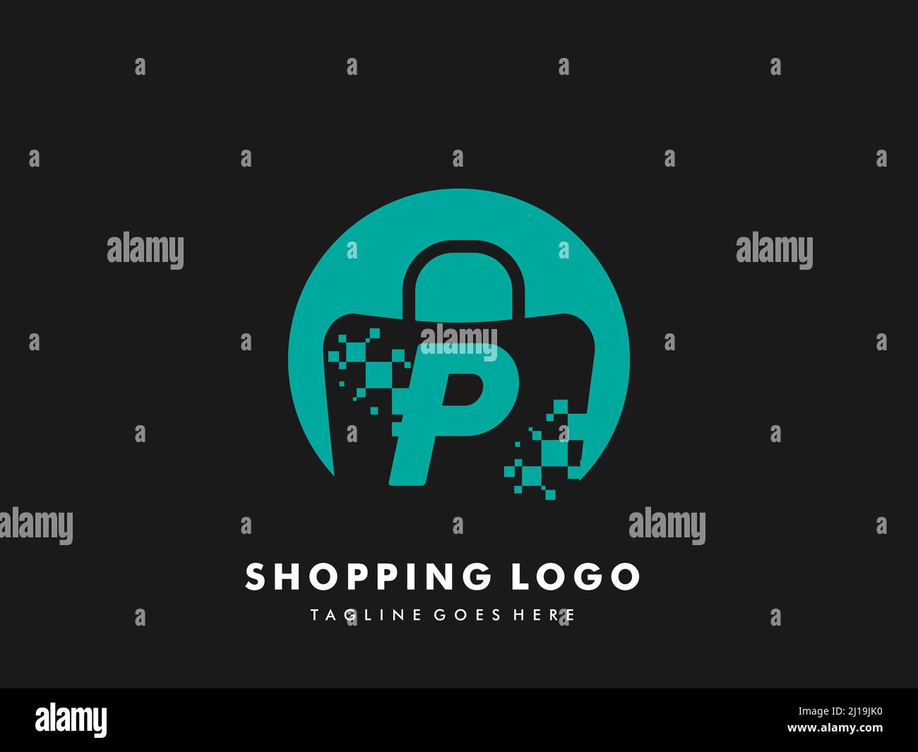 vector shopping bag isolated circle with Letter p, Fast Shopping icon ...