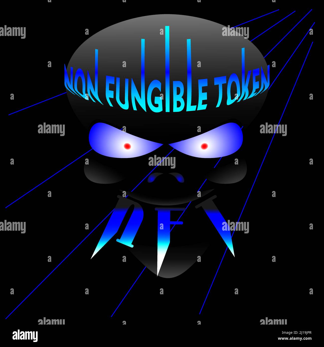 nft abstract face with teeth and a crown of inscriptions 1 Stock Vector ...