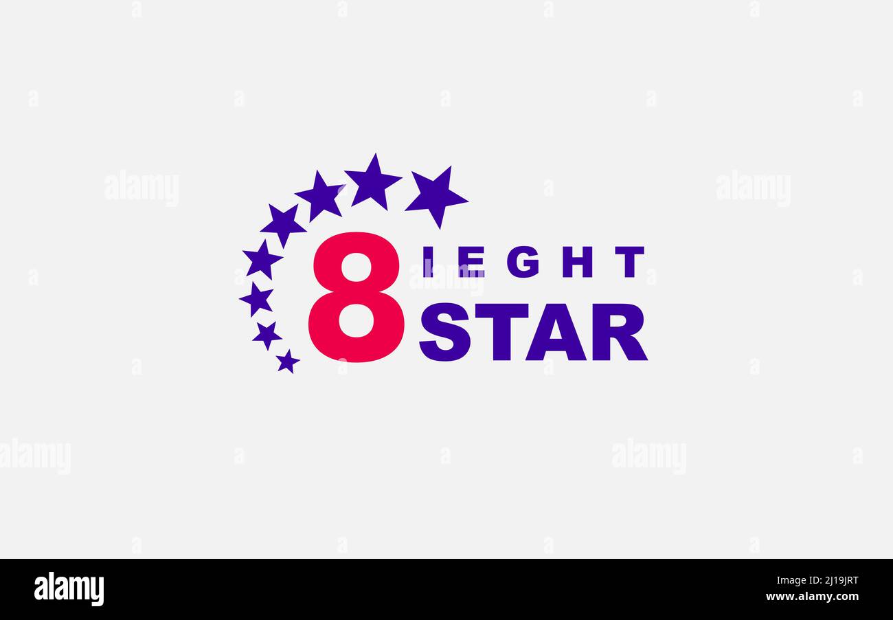 Eight star with number logo design concept, usable for anniversary logo ...