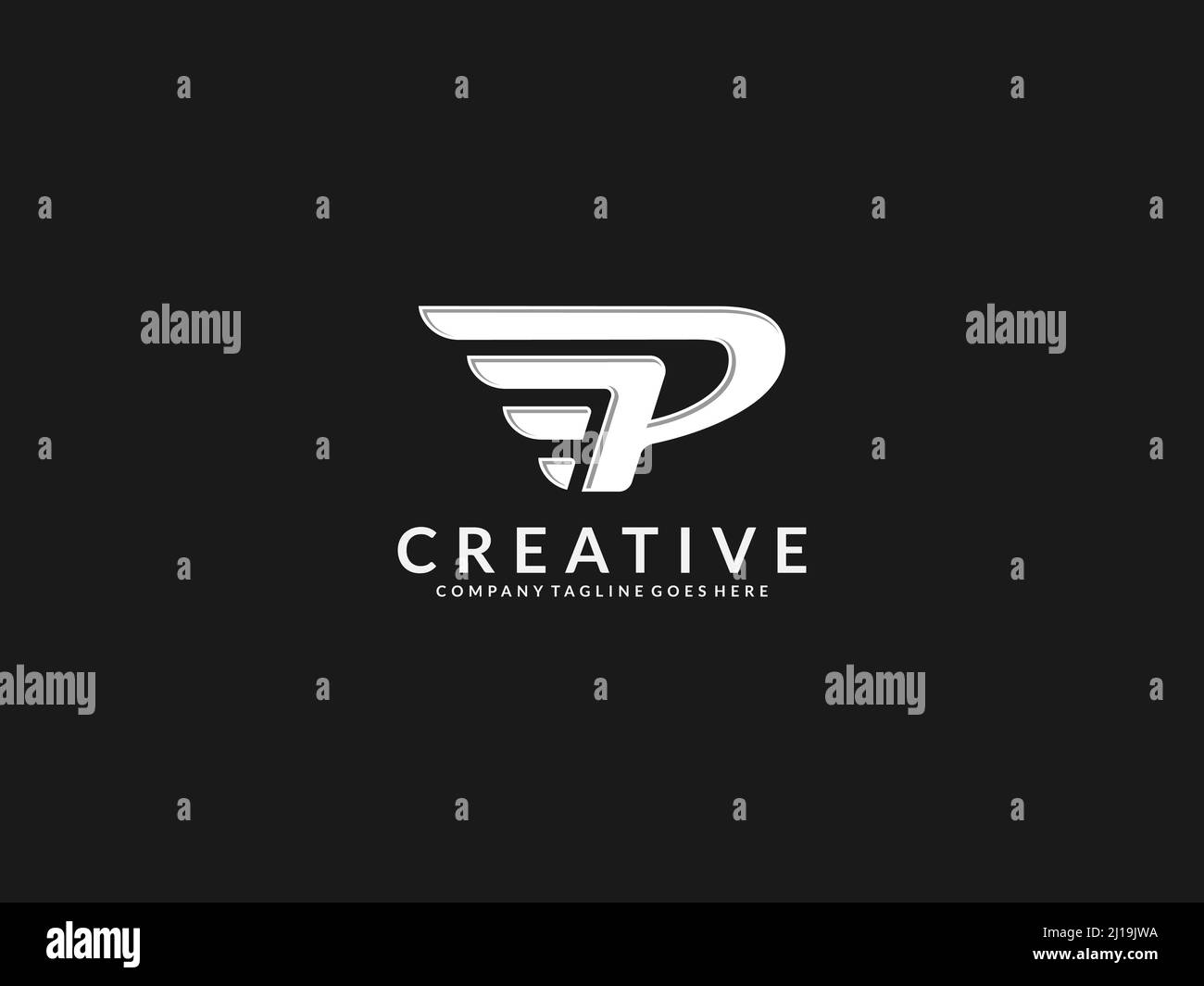 logotype letter P linked wing . Alphabet logotype vector design Stock ...