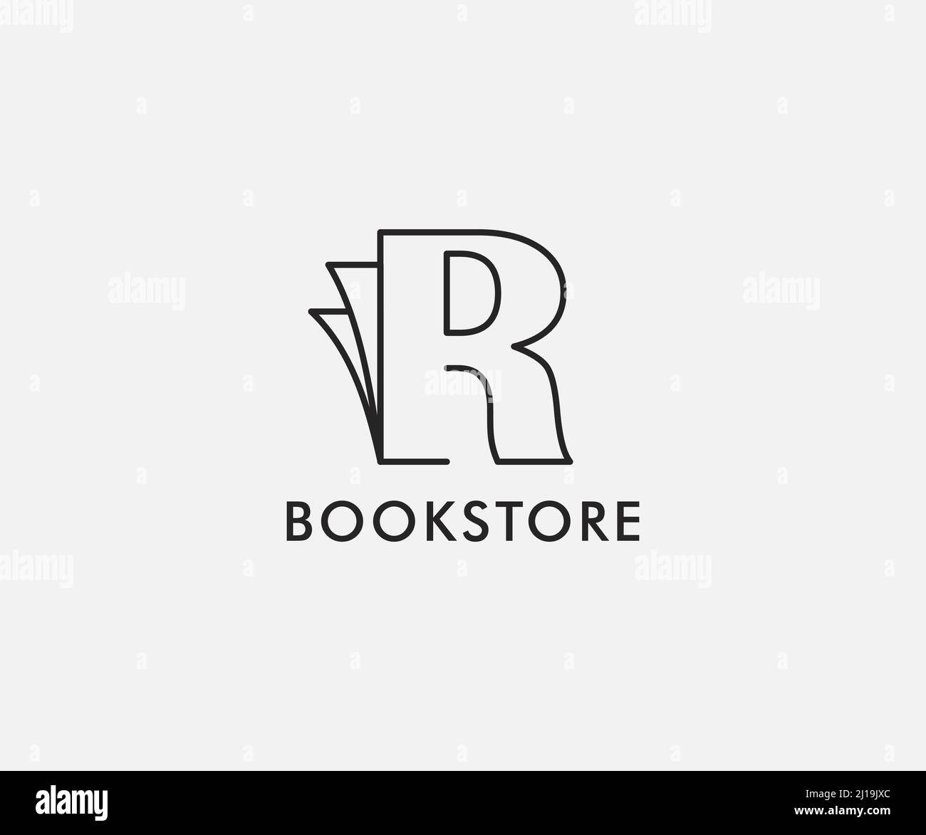 outlined logotype letter R book store logo design template, usable for ...