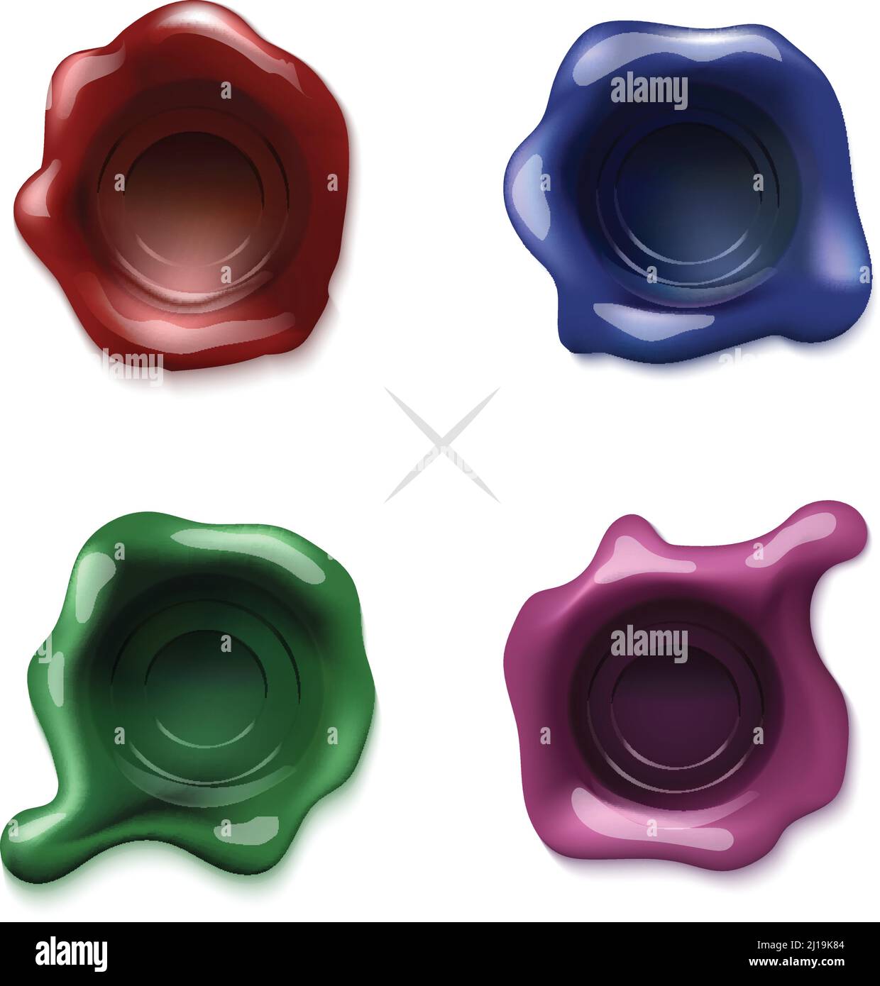 Colored wax empty seals set with stamps for correspondence security on ...