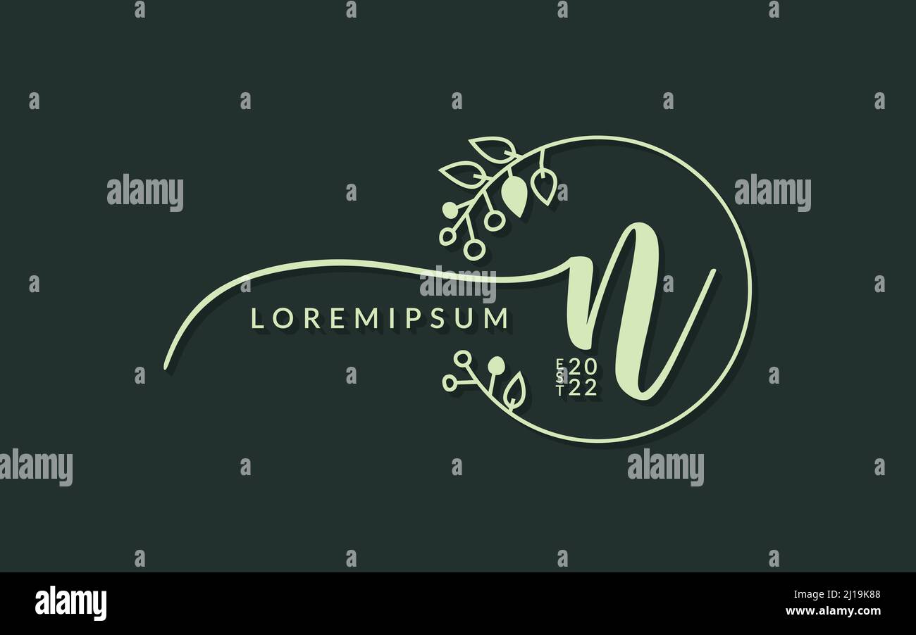 Handwritten Signature monogram Letter n calligraphic vector graphic ...