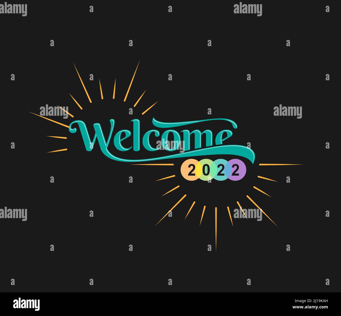 banner new year 2022. banner template welcome 2022 with sunburst Stock ...