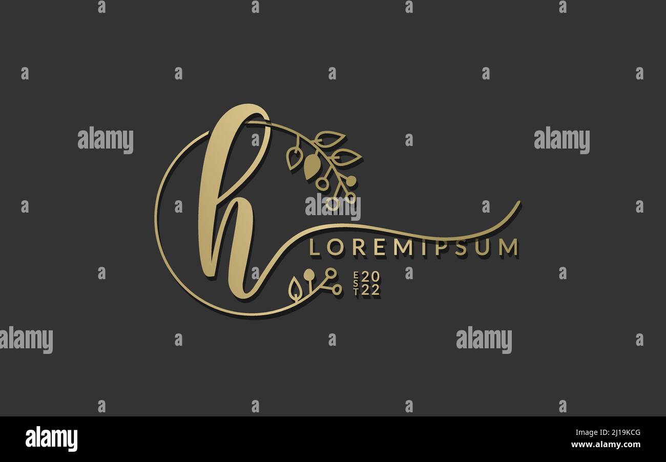 Handwritten Signature monogram Letter h calligraphic vector graphic ...