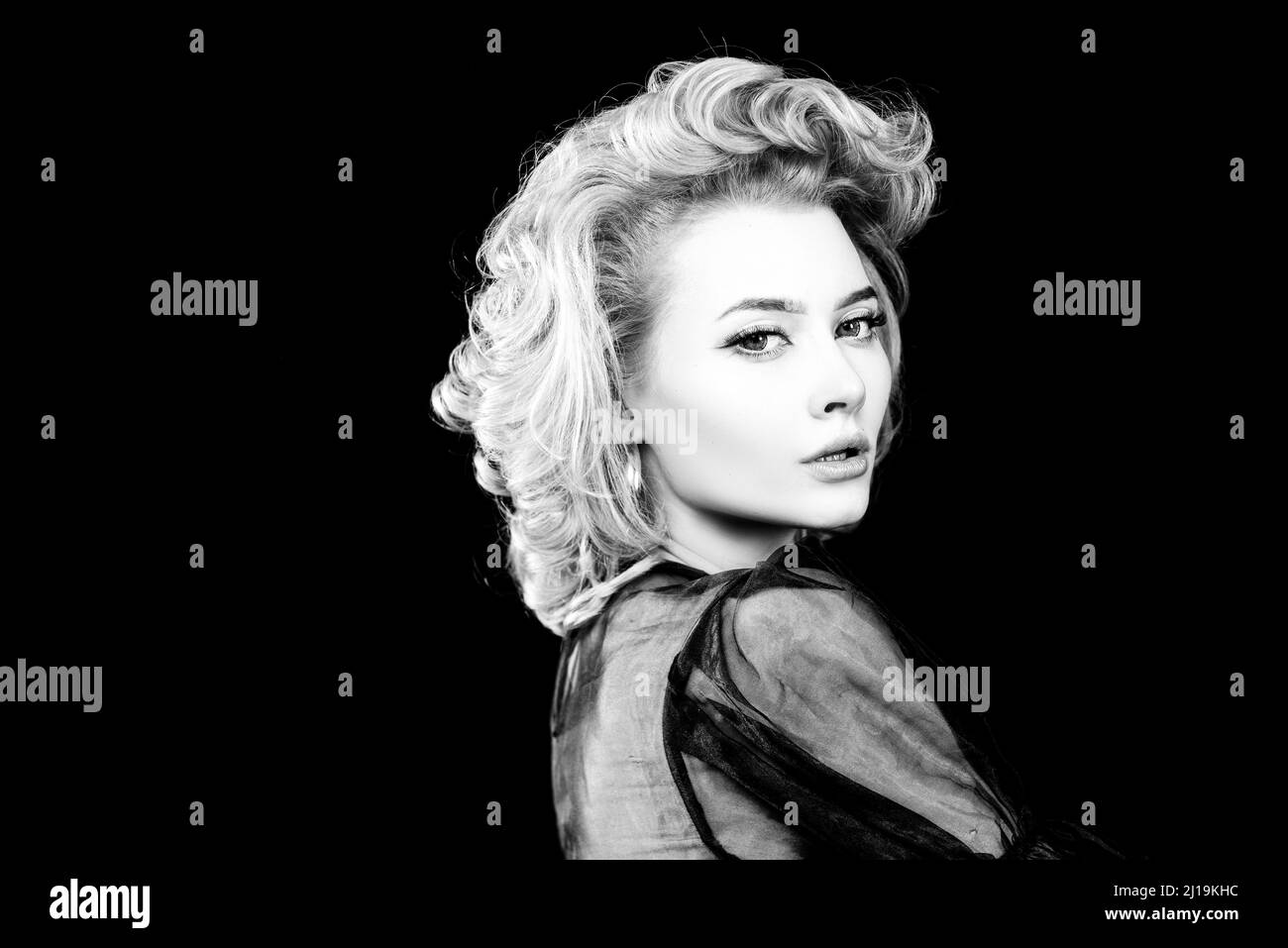 Studio portrait of beautiful elegant woman. High fashion model Stock ...