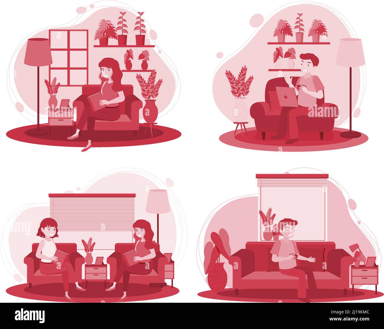 People working at coworking space simple flat design illustration Stock ...