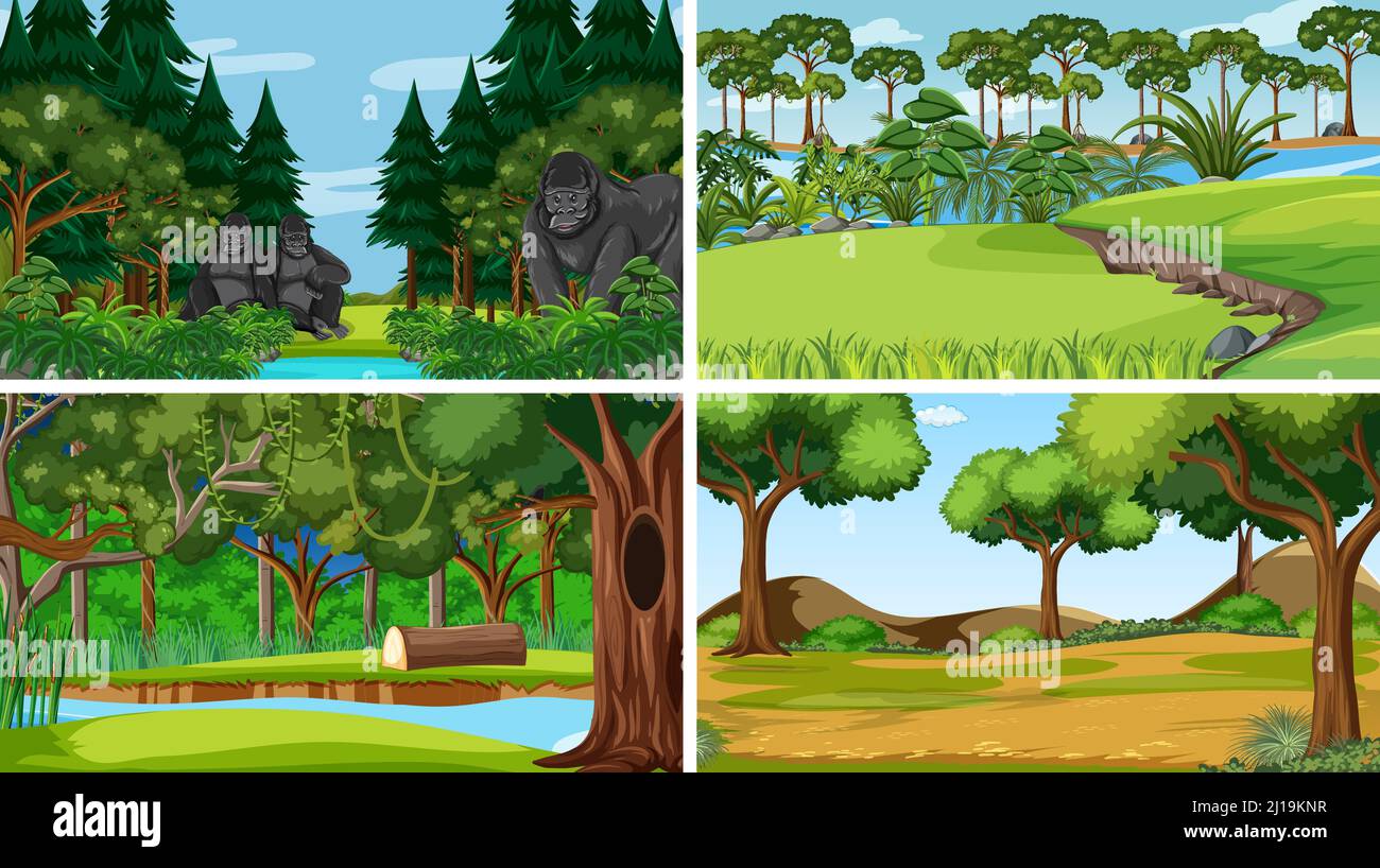 Different empty forest scenes illustration Stock Vector Image & Art - Alamy