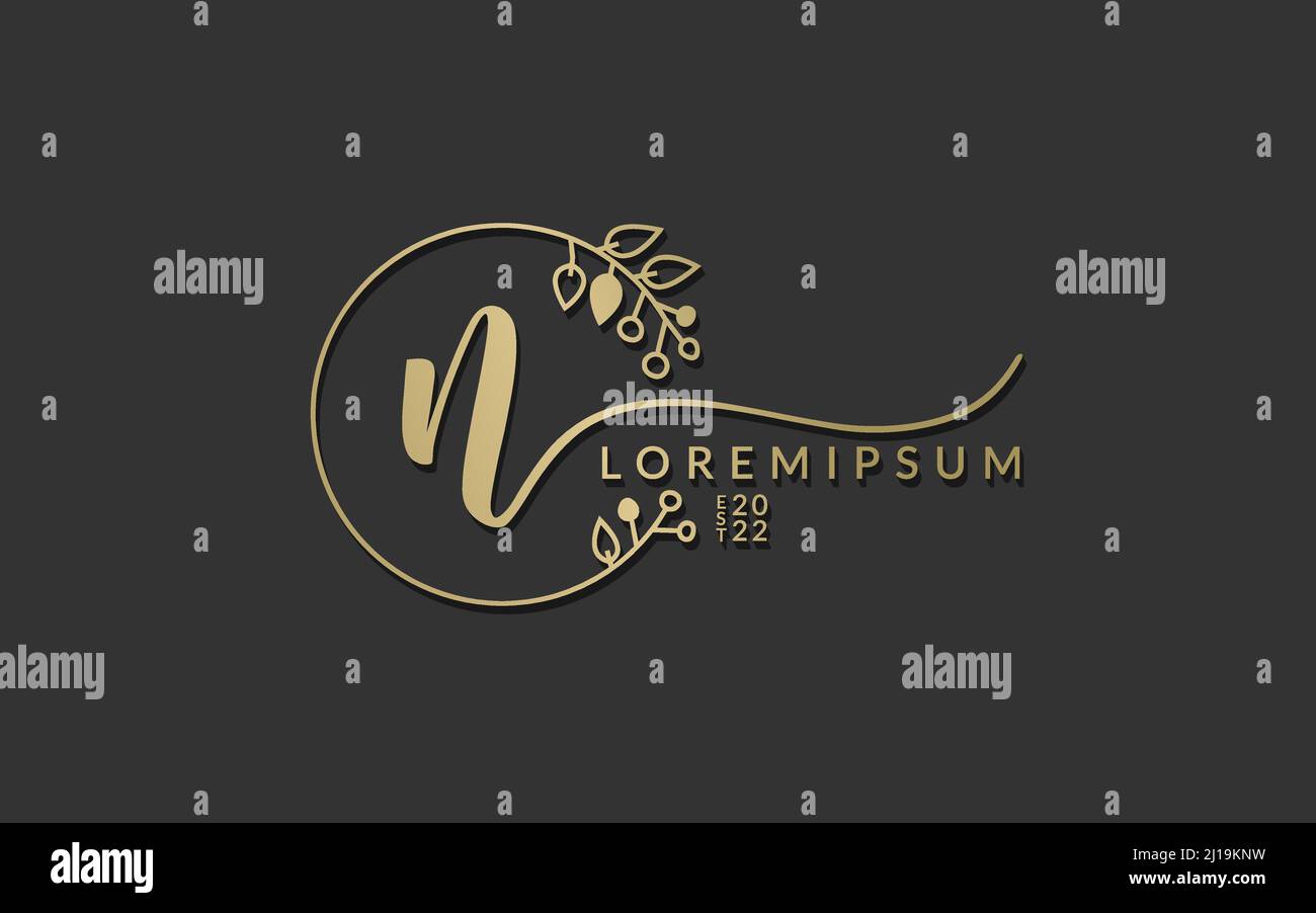 Handwritten Signature monogram Letter n calligraphic vector graphic ...