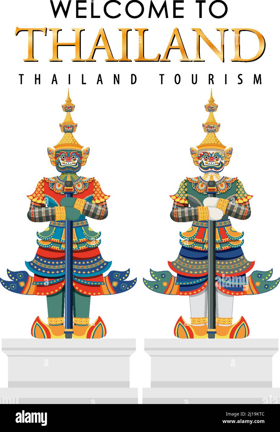 Giant demons Thailand attraction and landscape icon illustration Stock ...