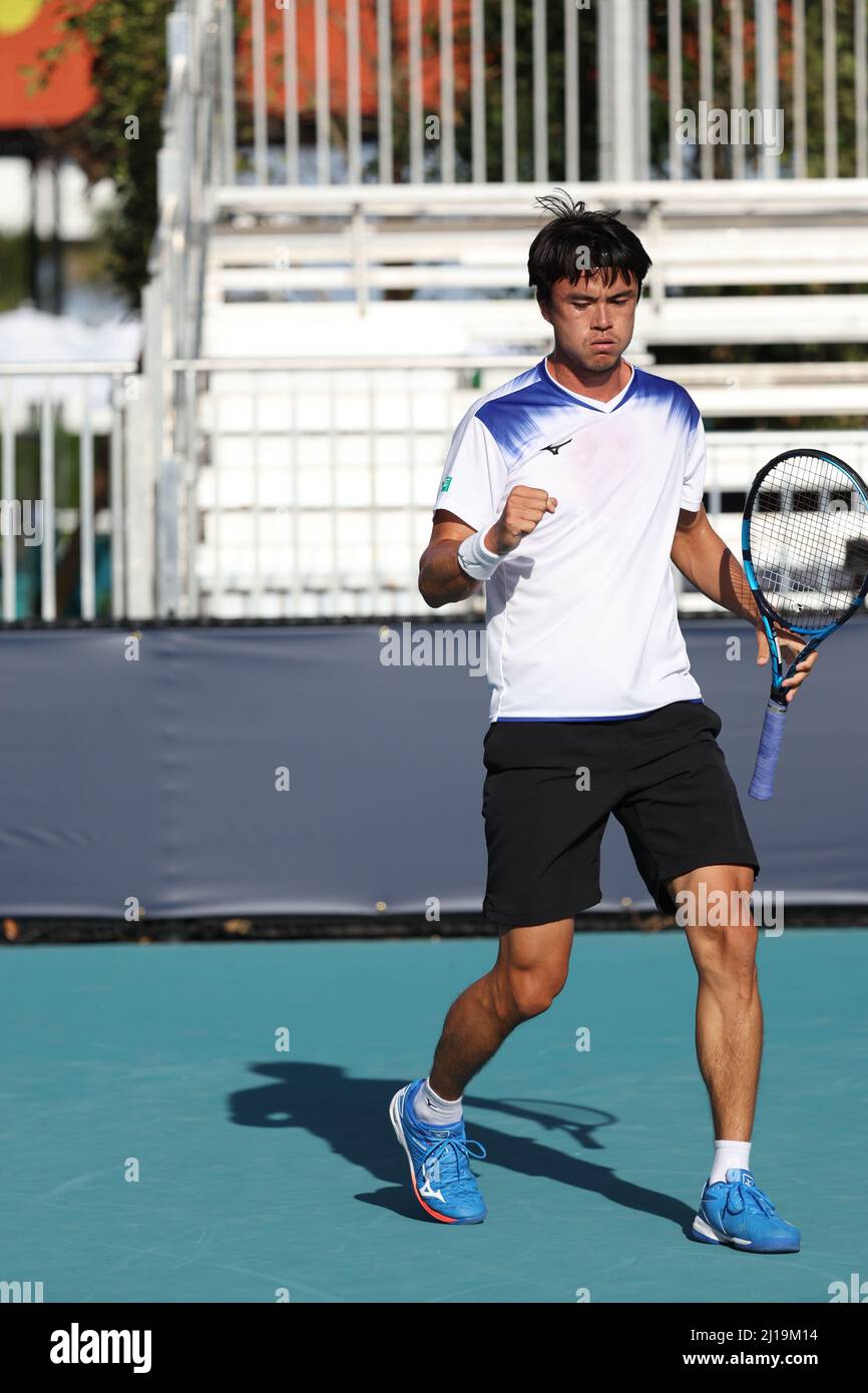 MIAMI GARDENS, FLORIDA - MARCH 23: Taro Daniel on day 3 of the Miami ...