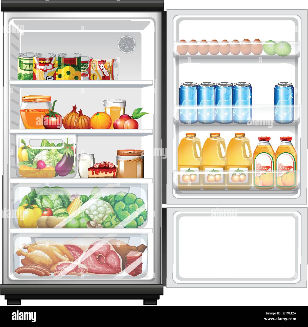 Refrigerator with lots of food illustration Stock Vector Image & Art ...