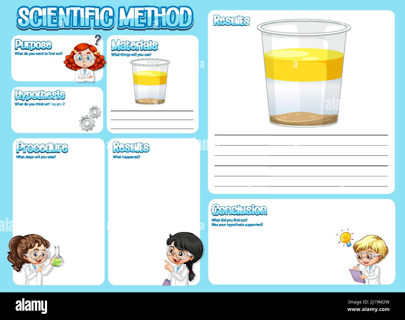 The science method worksheet for children illustration Stock Vector ...
