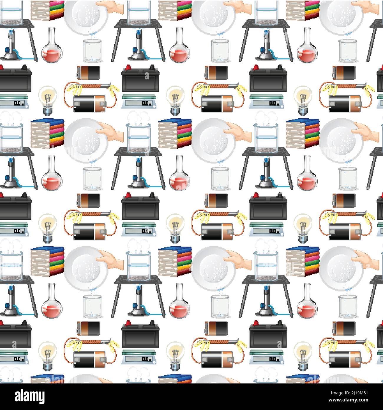 Seamless background with science equipments illustration Stock Vector ...