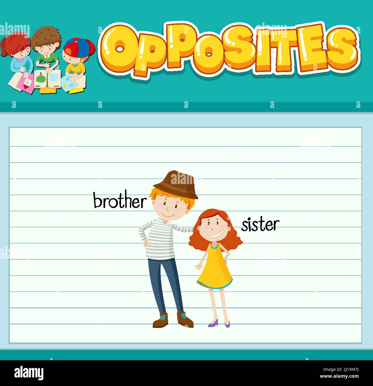 Education word card of English opposites word illustration Stock Vector ...