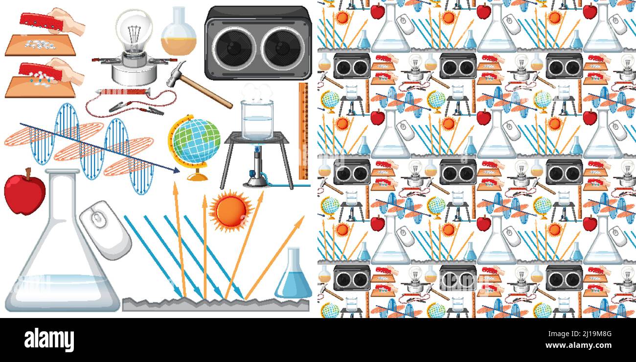 Seamless background with science equipments illustration Stock Vector ...