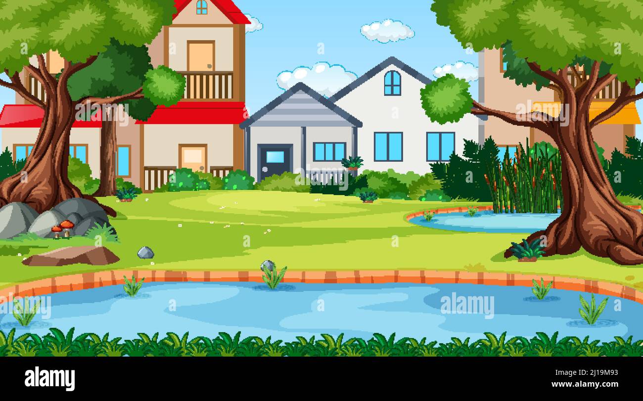Scene with house and garden illustration Stock Vector Image & Art - Alamy