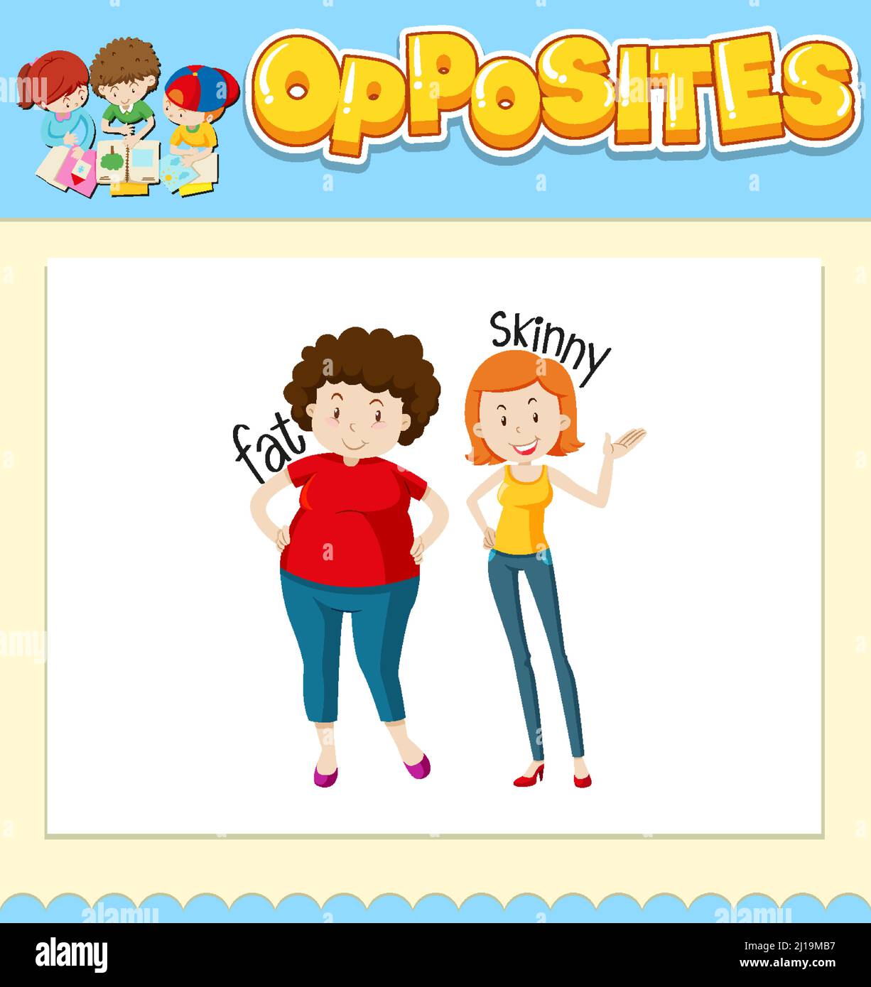 Opposite words for fat and skinny illustration Stock Vector Image & Art ...