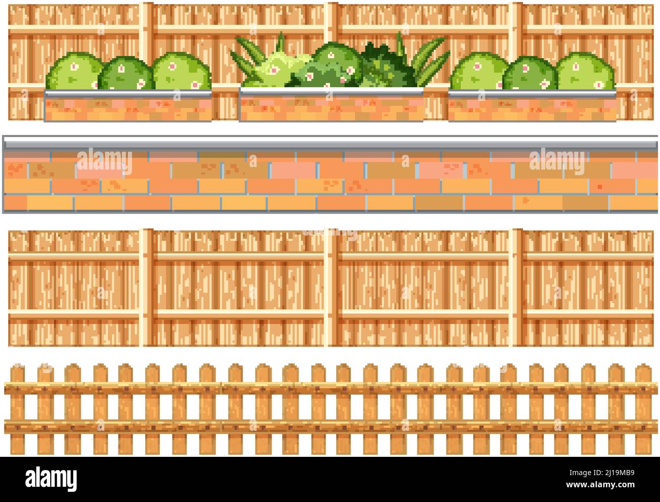 Fence design and pant on white background illustration Stock Vector ...