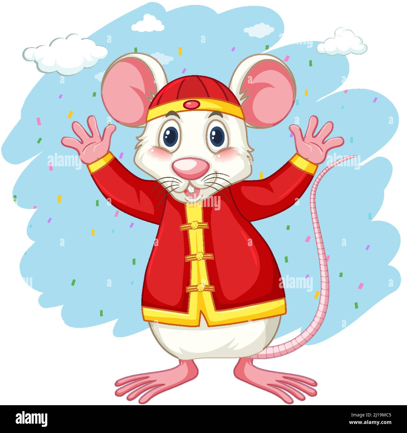 White rat in red chinese costume illustration Stock Vector Image & Art ...
