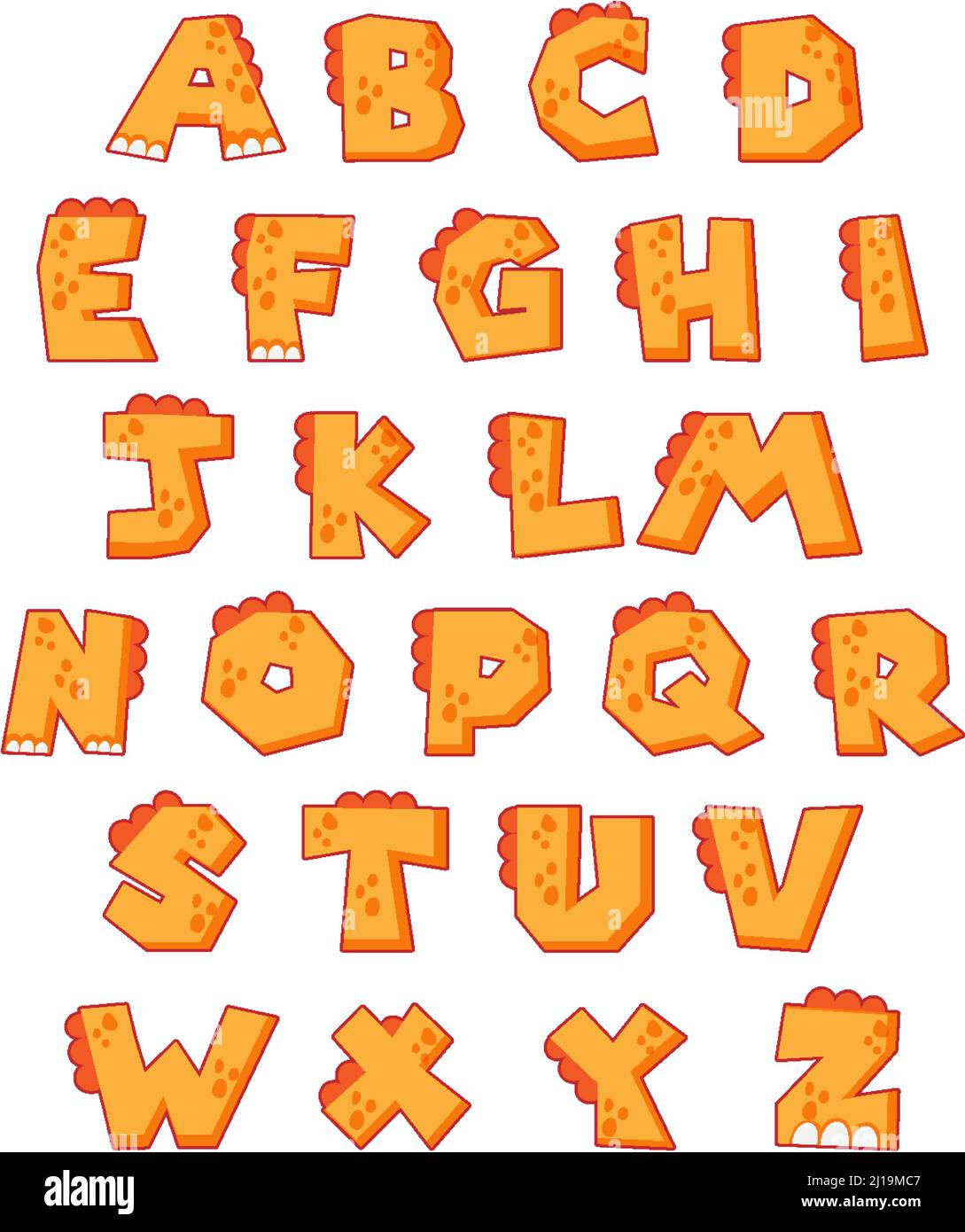 Font design for english alphabets in orange illustration Stock Vector ...
