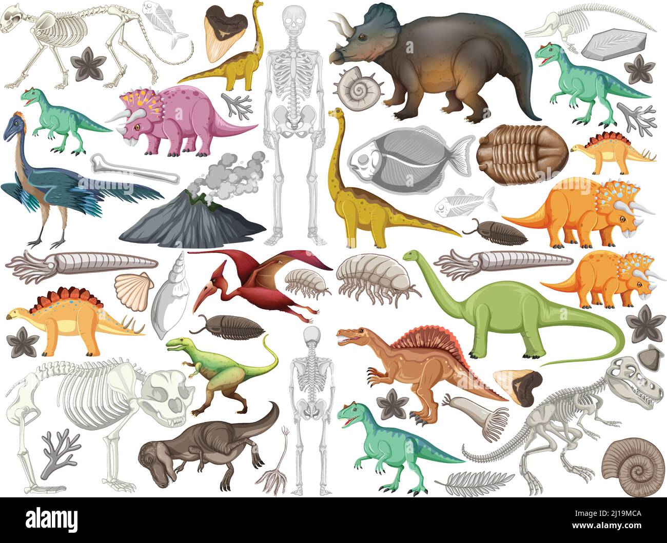 Set of different prehistoric dinosaur animal illustration Stock Vector ...