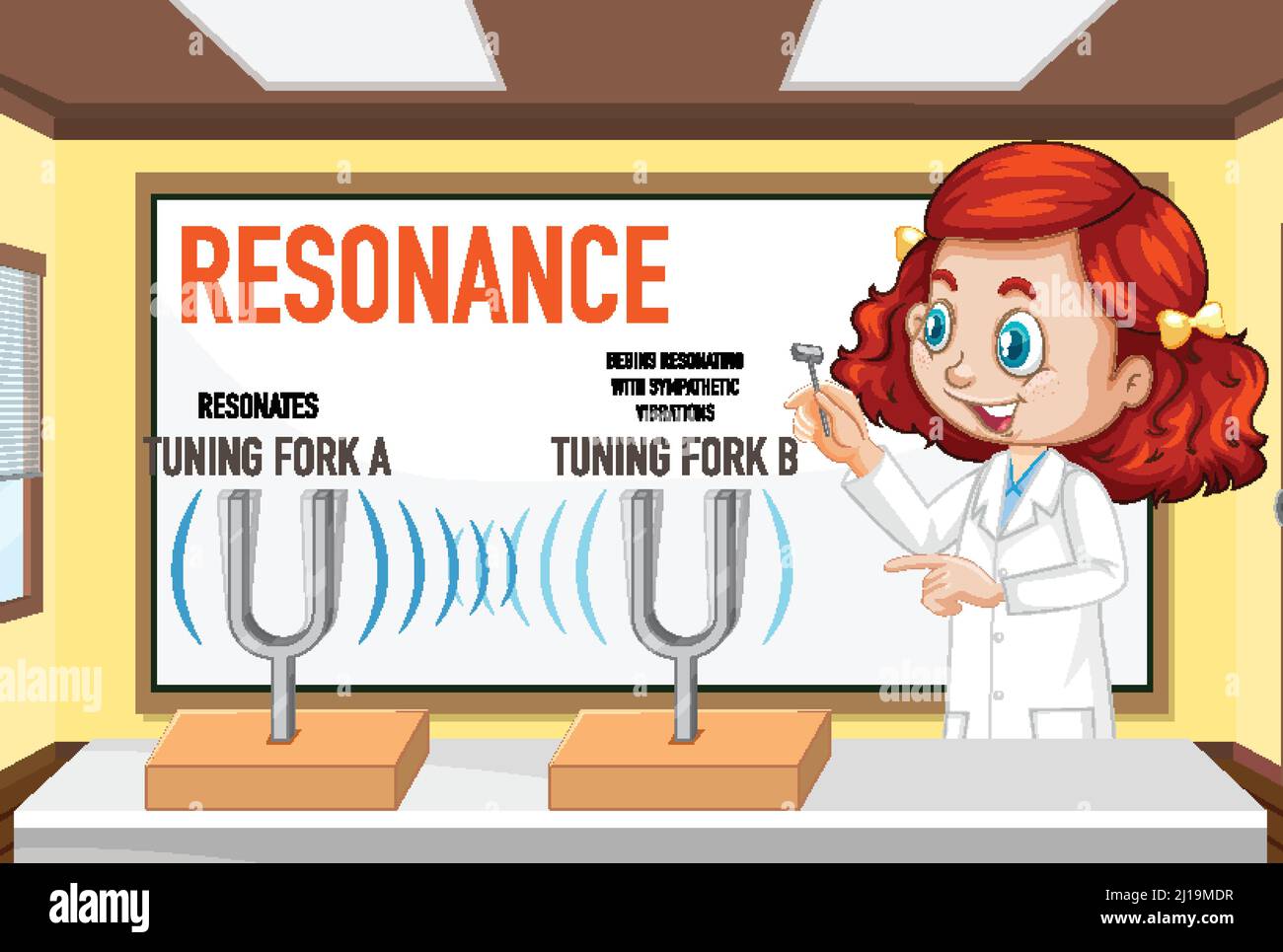 Resonance science experiment for kids concept illustration Stock Vector ...