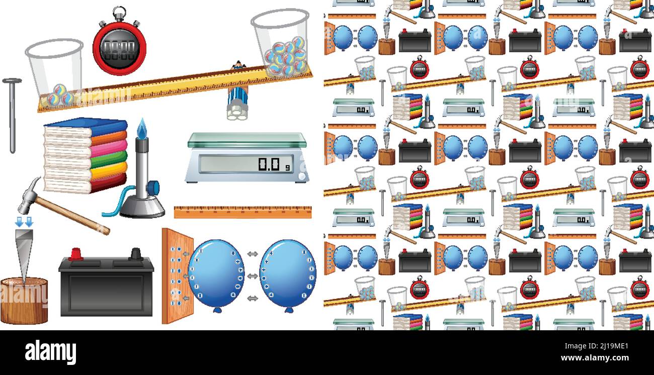 Seamless background with science equipments illustration Stock Vector ...