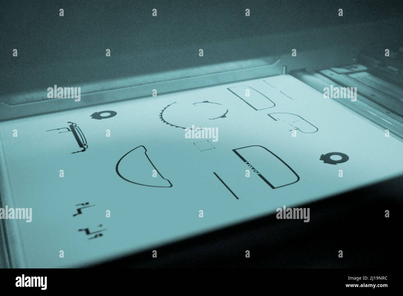 Industrial powder 3D printer printing process close-up. Multi Jet ...