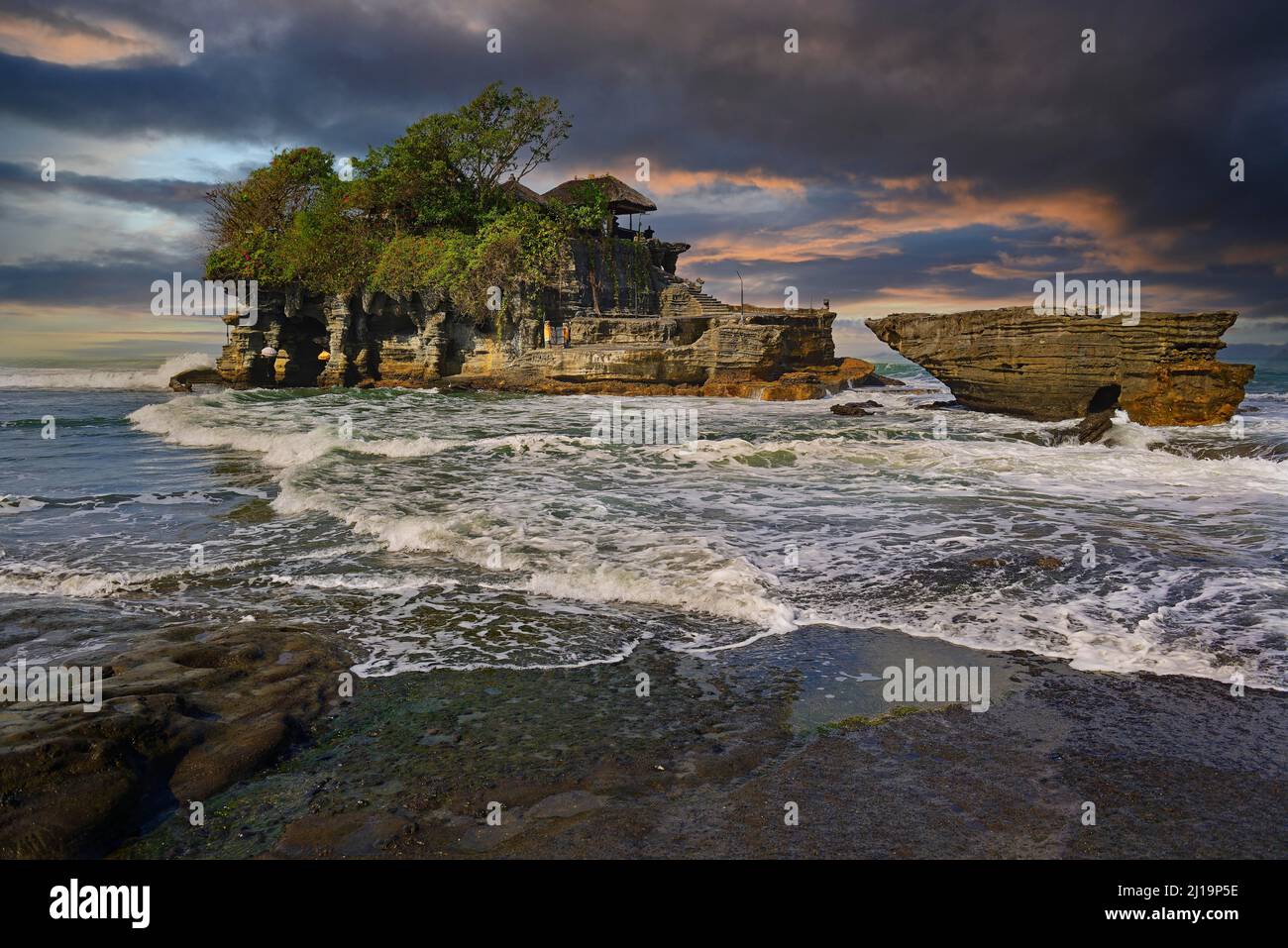 Sea temple Pura Tanah Lot, shortly in front of sunset, Tabanan, Bali ...