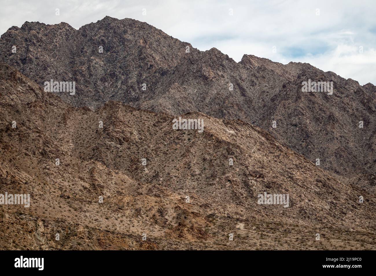 Desert landscape on side of a mountain in Mojave Desert, California ...