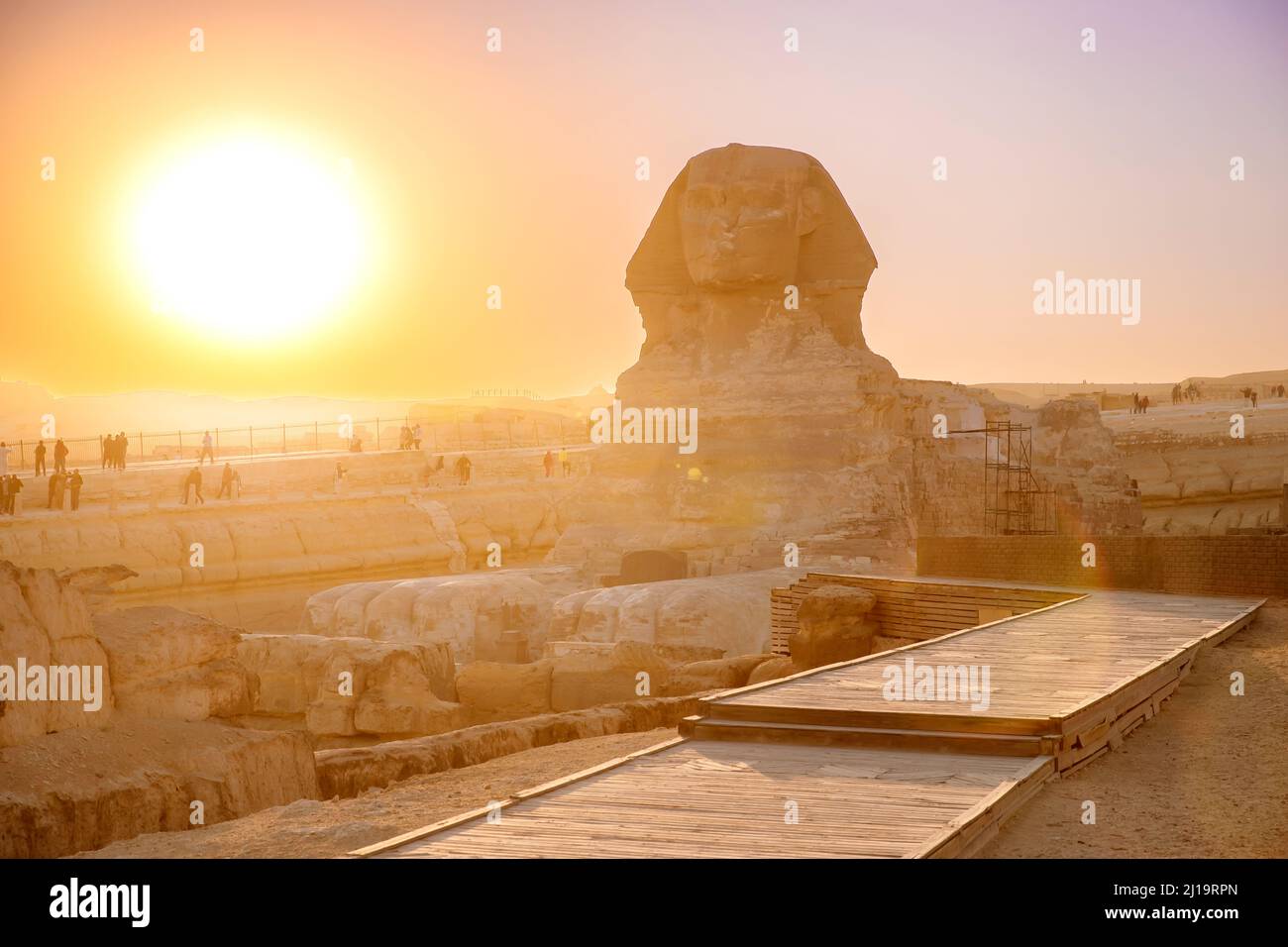 Restoration work for old Sphinx Cairo Egypt sunset sky Stock Photo - Alamy