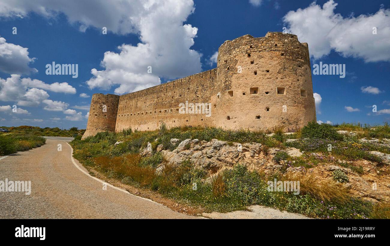 Spring in Crete, fortress, Koules, Turkish, spring flowers, sky blue ...