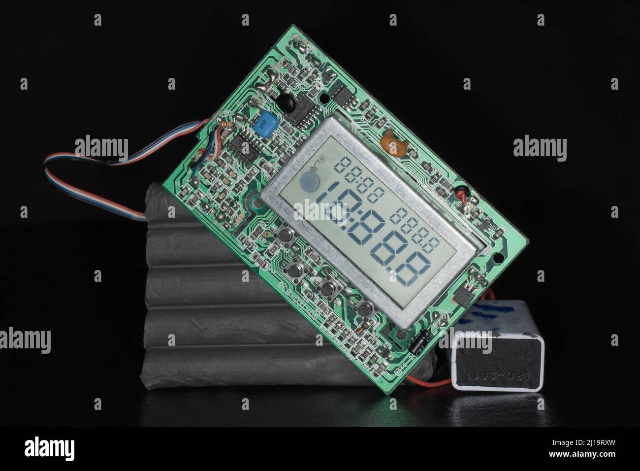 Plastic explosive with timer, display with burning fuse as indicator ...