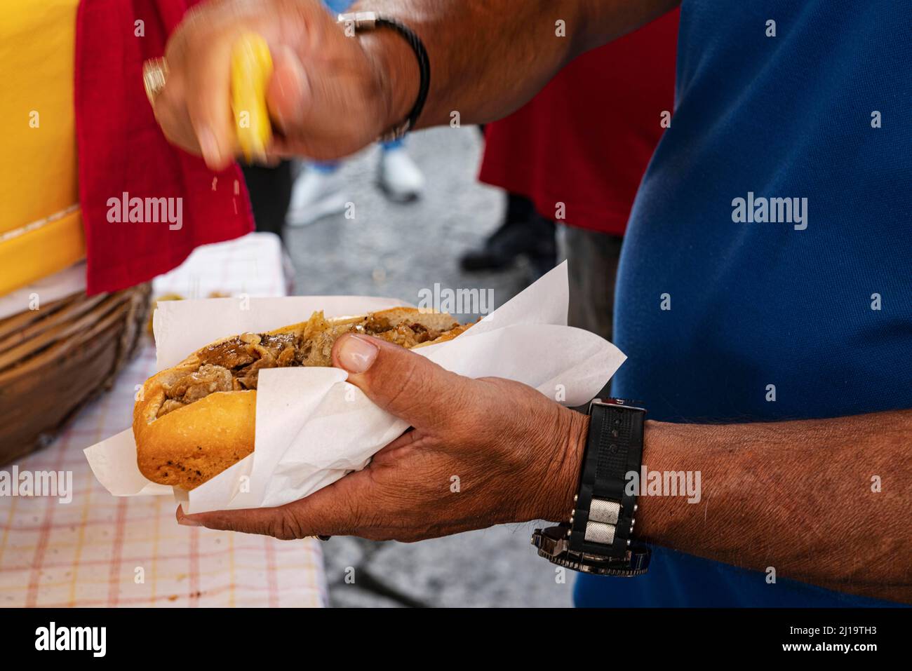 Frittola, Ballaro market, traditional snack of deep-fried pork in ...