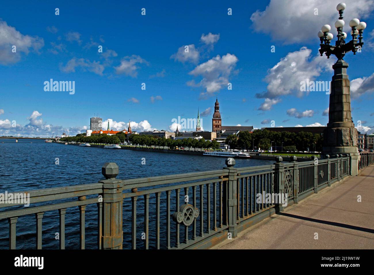 Panoramic view, Stone Bridge, Duena, Cathedral, Riga Old Town, Riga ...
