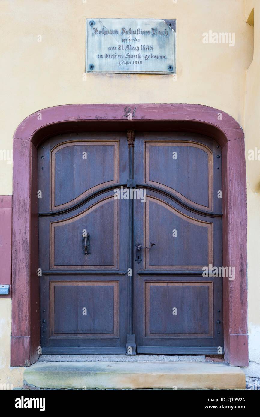 Entrance door to the historic Bach House, birthplace of Johann ...