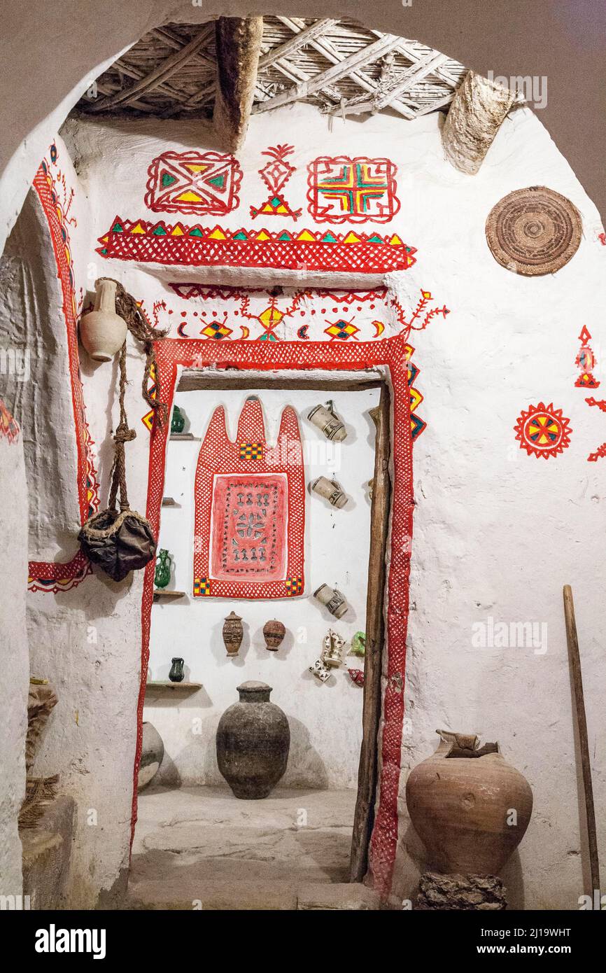 A berber house within the ancient walls of the mud city in the Oasis of ...