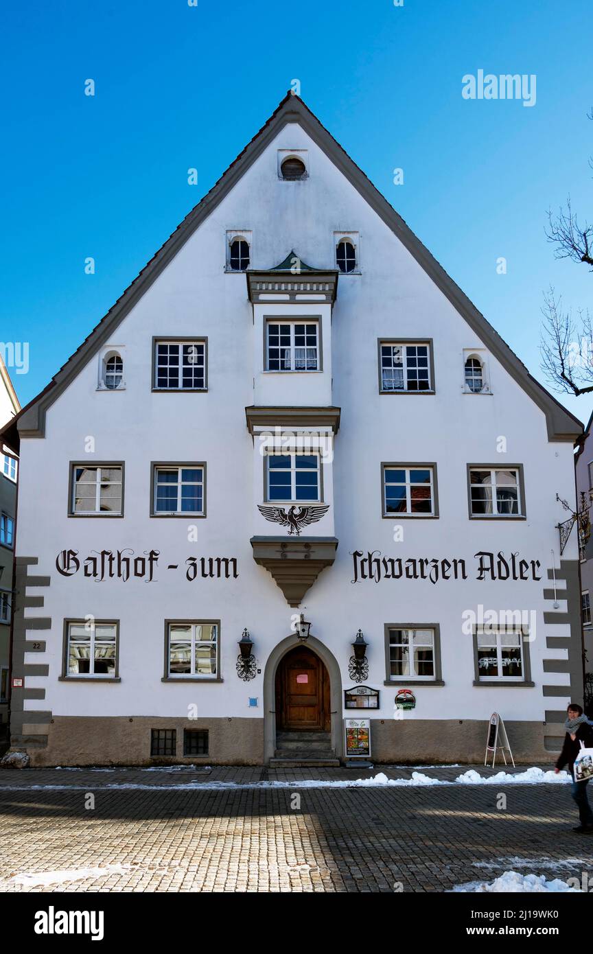Gasthof zum schwarzen Adler, pedestrian zone, Isny, Allgaeu, Bavaria ...