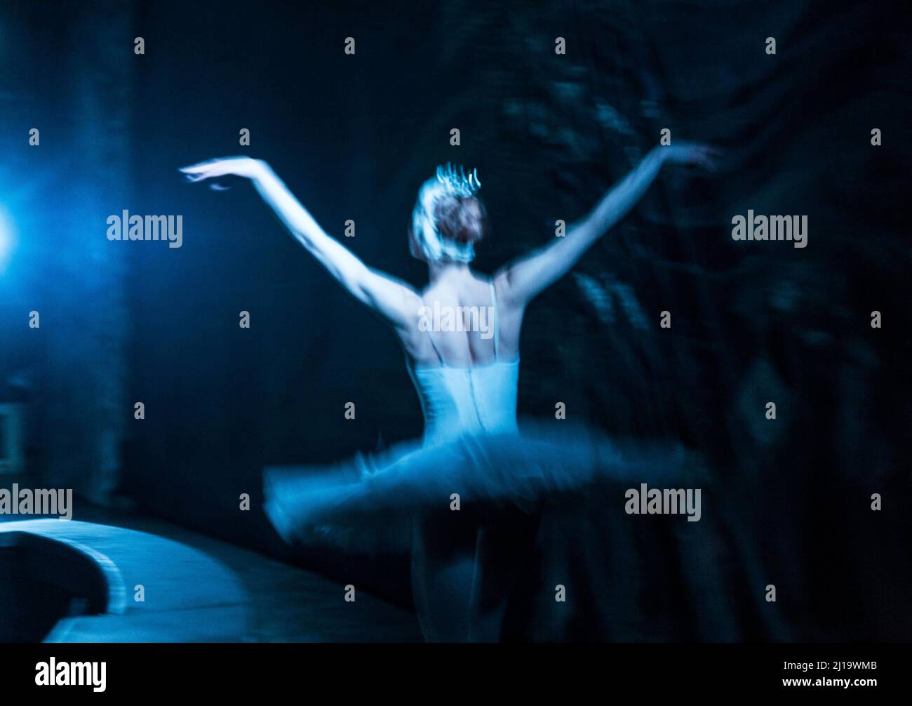 The principal Ballet dancer flying on stage during the performance of ...