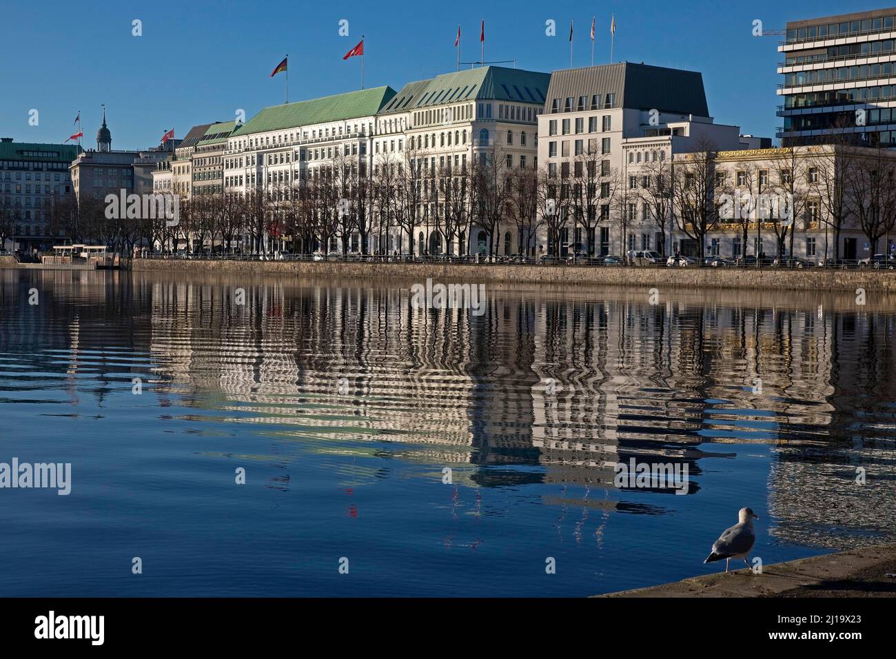 The Inner Alster Lake with the Fairmont Hotel Vier Jahreszeiten ...