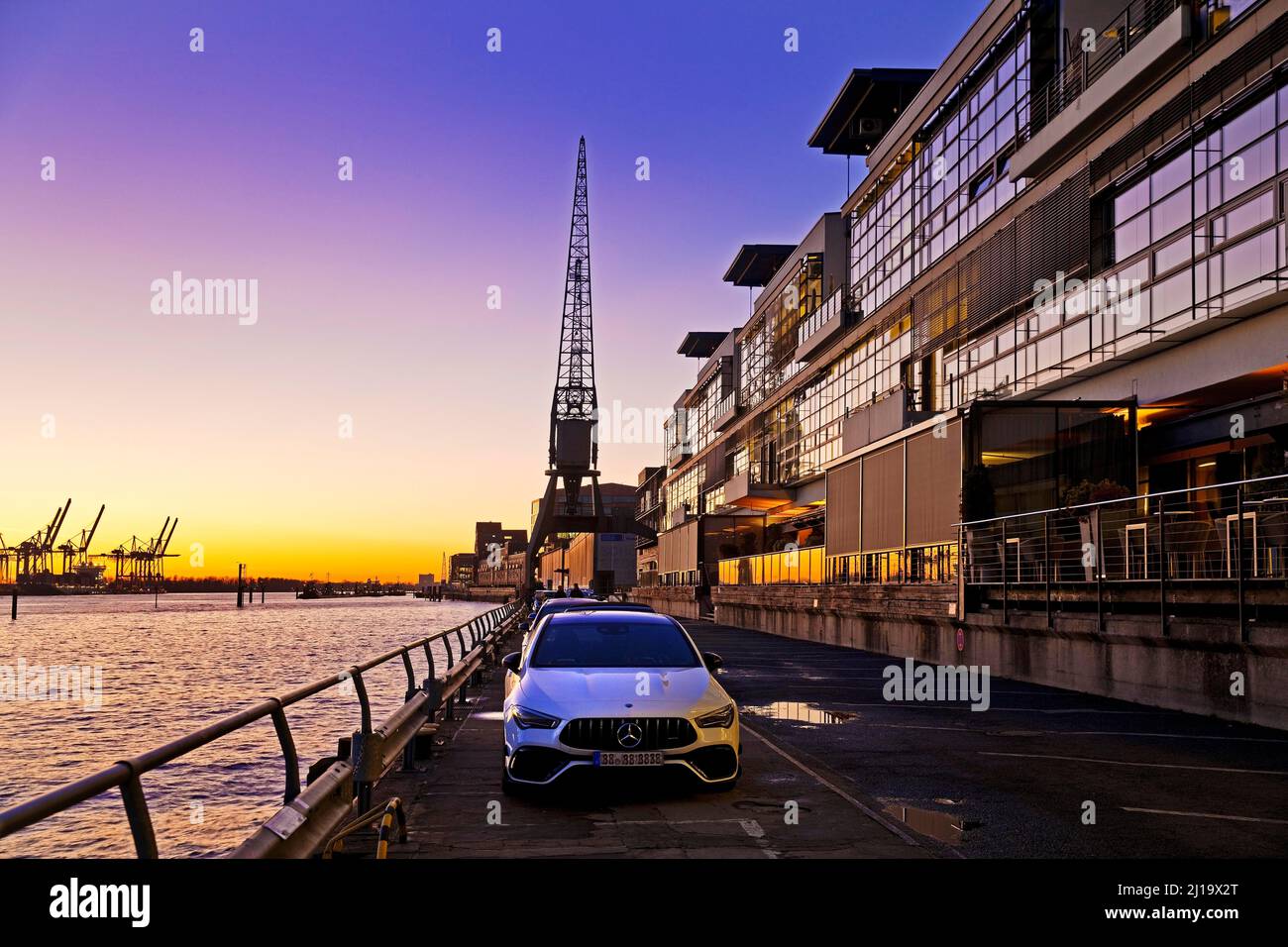 Fishing harbour at sunset, Altona, Hamburg, Germany Stock Photo - Alamy