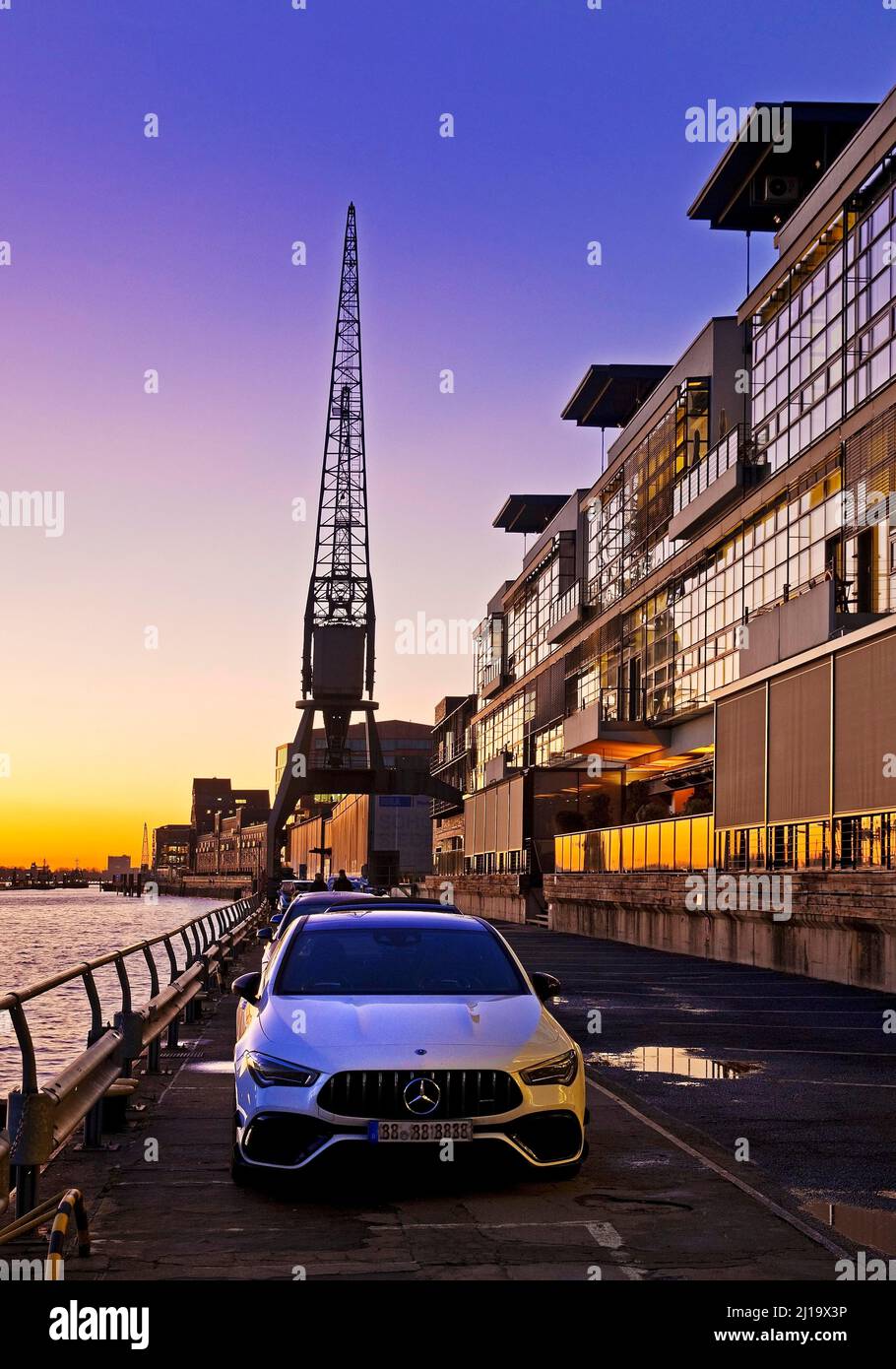 Fishing harbour at sunset, Altona, Hamburg, Germany Stock Photo - Alamy