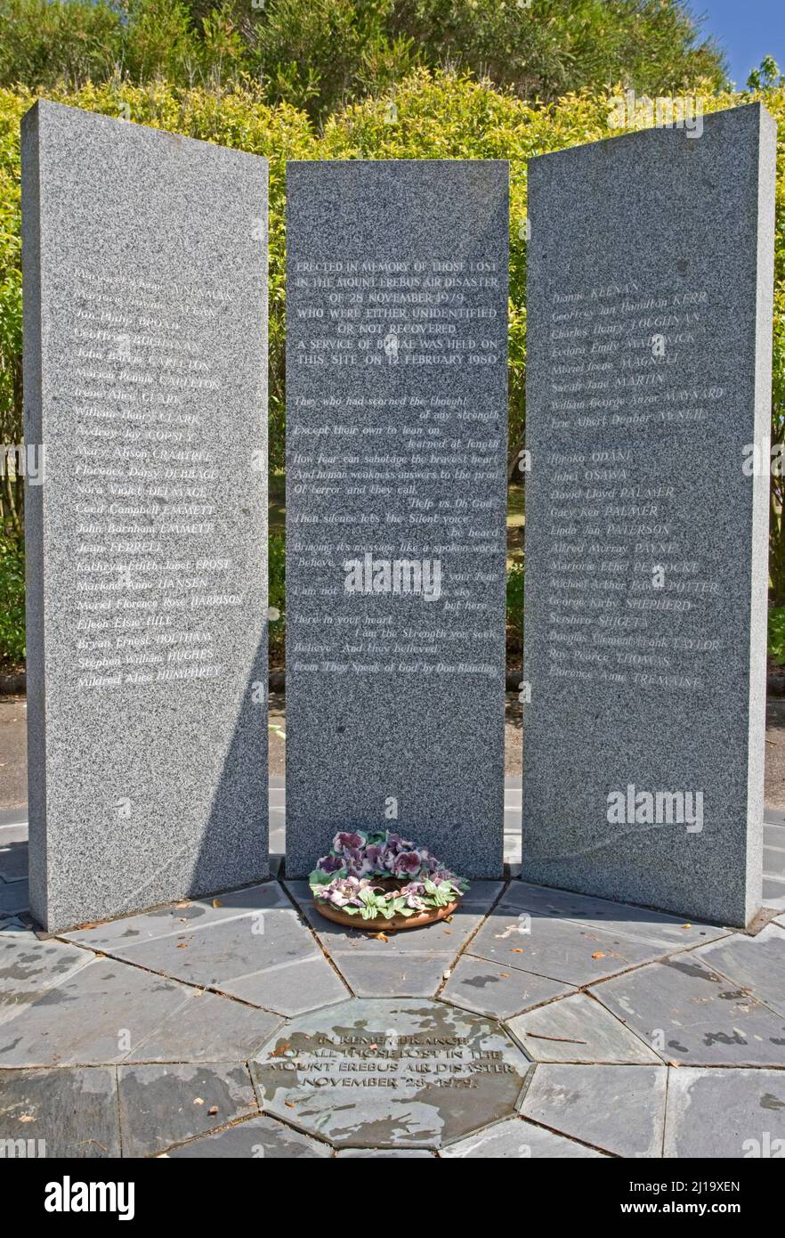 Memorial to those lost at the Erebus Air Disaster on 28 November 1979 ...