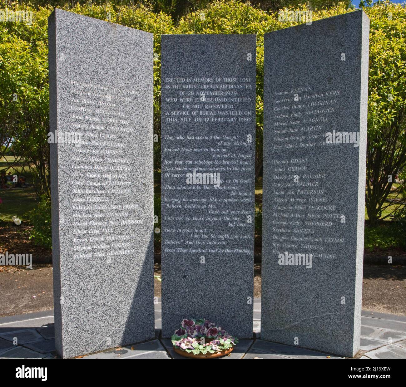 Memorial to those lost at the Erebus Air Disaster on 28 November 1979 ...