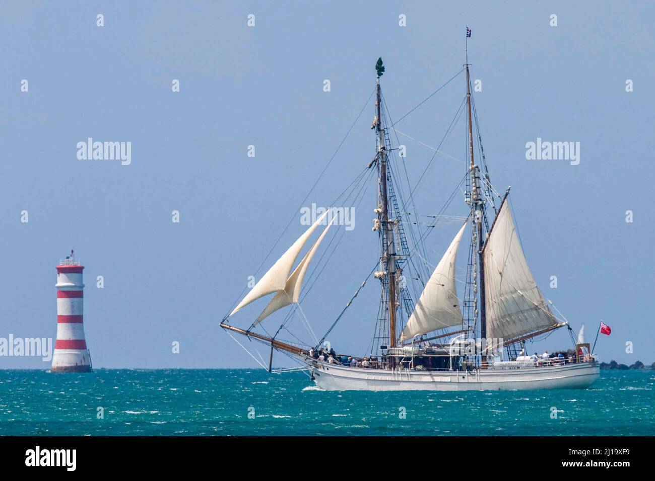 The brigantine, Soren Larsen, that starred in the BBC television series ...