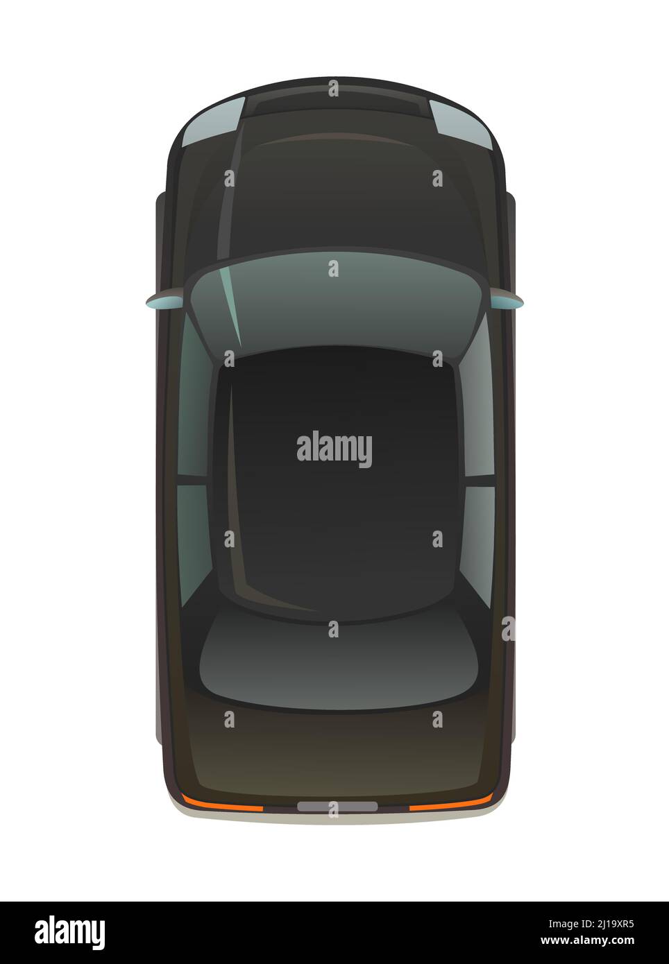 Black automobile. View from above. Modern car. Cartoon cute style ...
