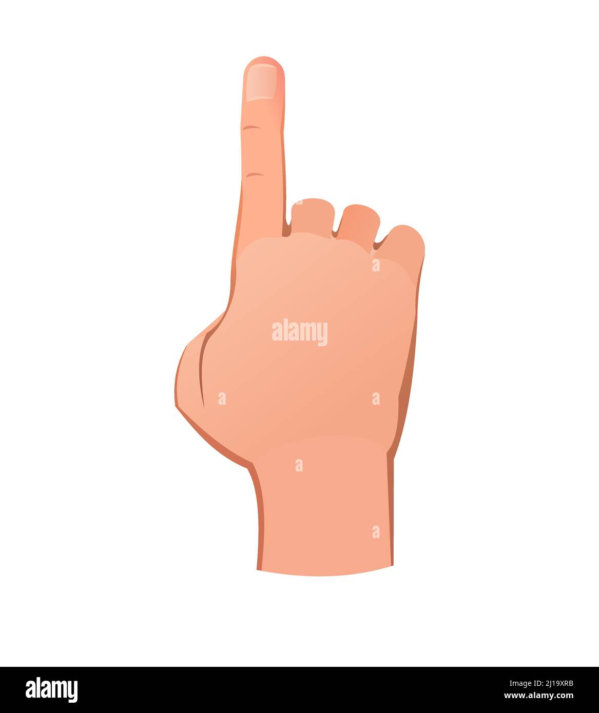 Hand raised up with one finger. Object isolated on white background ...
