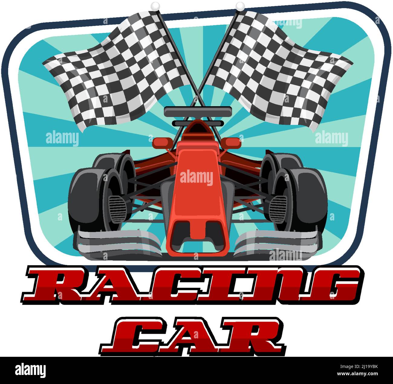 Racing car logo with racing car on white background illustration Stock ...